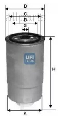 UFI 24. H2O.04 Фильтр топливный, дизель