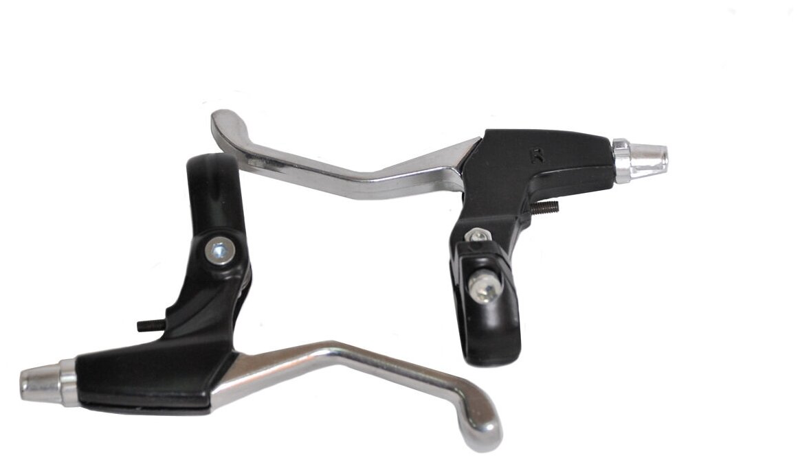 Тормозные ручки велосипедные HORST MTB комплект для v-brake/кантилеверного тормоза, под два пальца. Одна пара, серебристо-черные