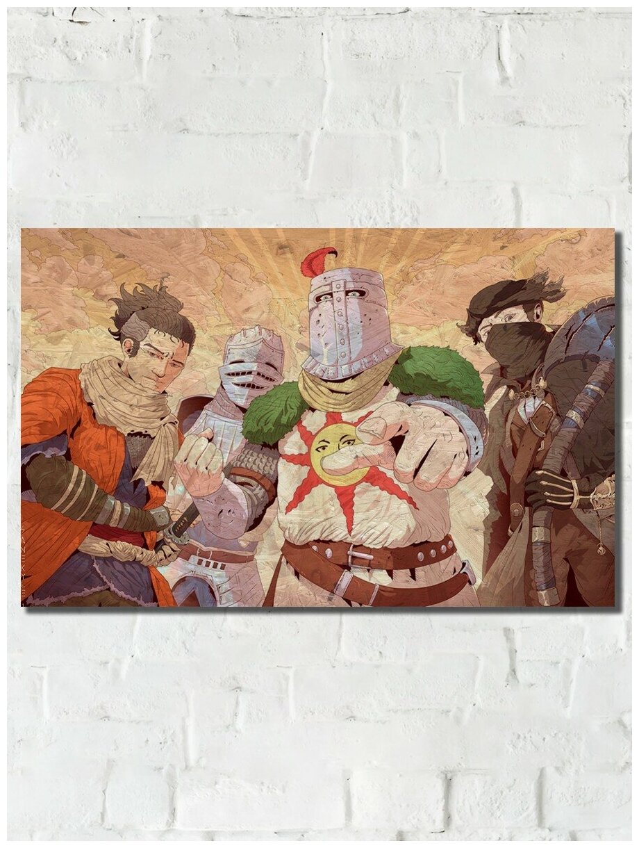 Картина интерьерная на рельефной доске игра Dark Souls (Souls boys, Sekiro, Bloodborne, Солер) - 8162 Г