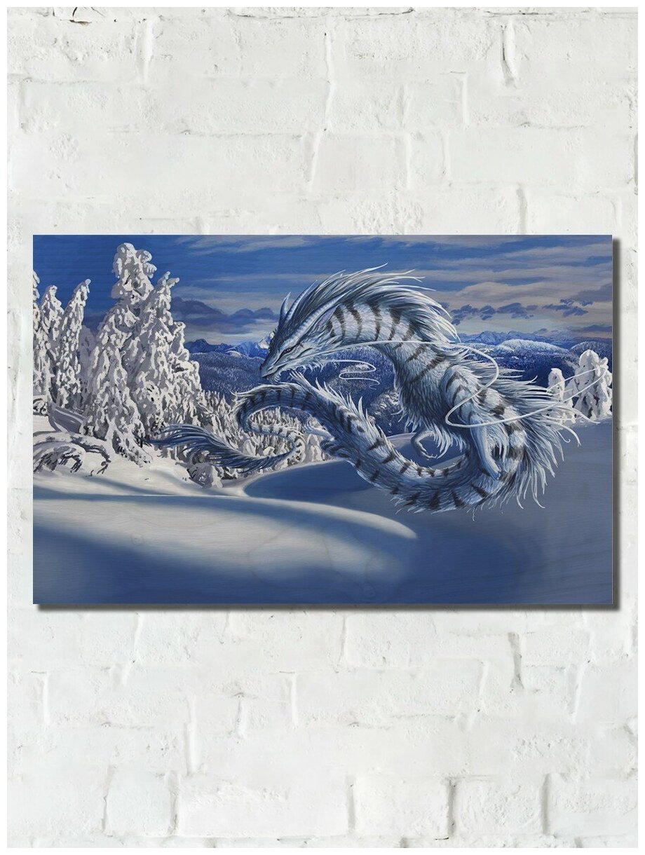 Картина интерьерная на дереве микс драконы протодракон фэнтези - 5205