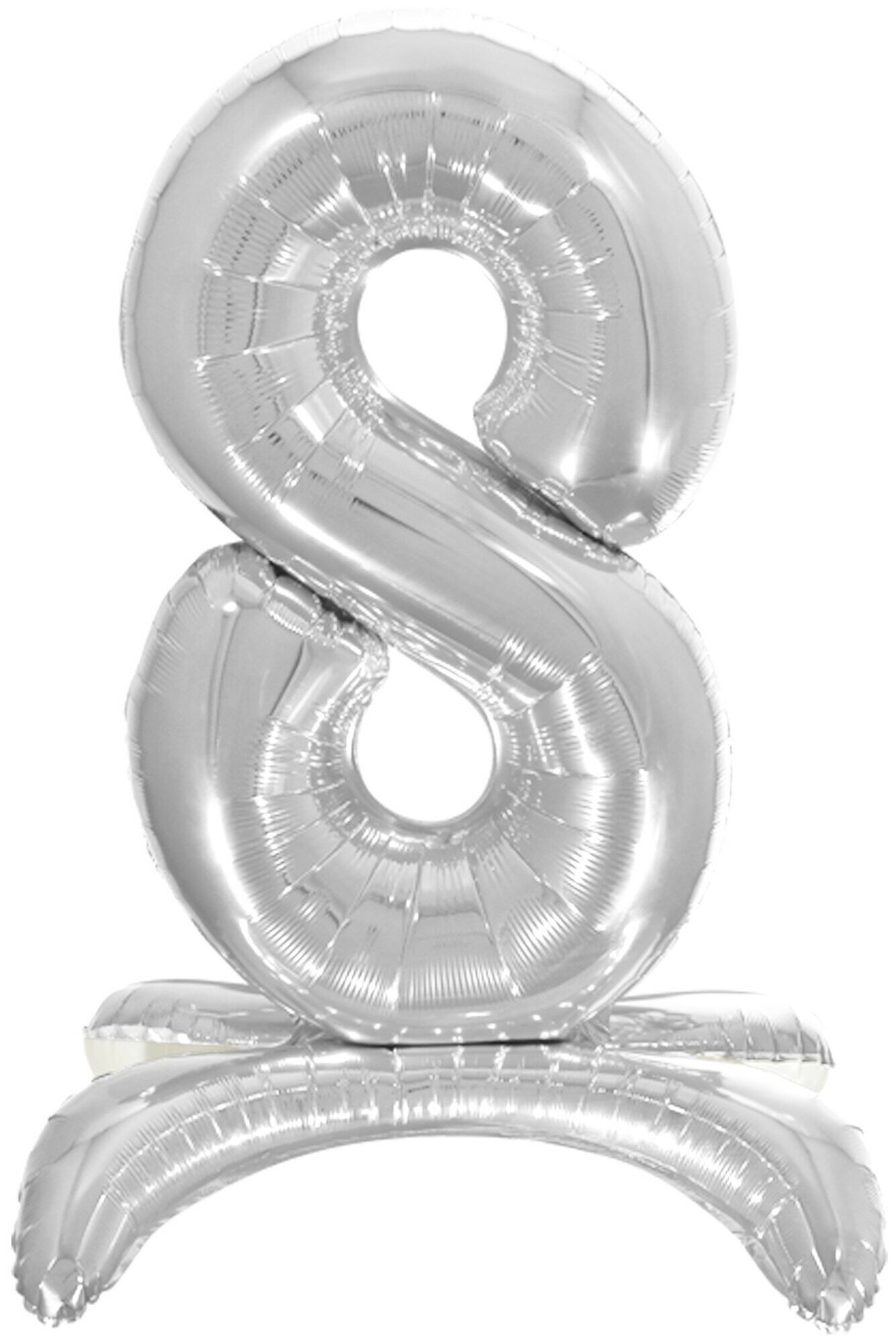 Шар (32'/81 см) Цифра, 8 на подставке, Серебро, 1 шт. в уп.