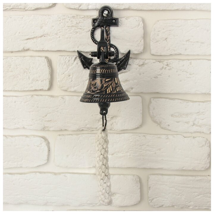 Корабельный колокол-рында "Чёрный якорь" из латуни