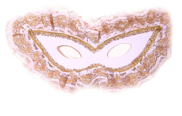 Полумаска с тесьмой и кружевами (Цв: Белый )