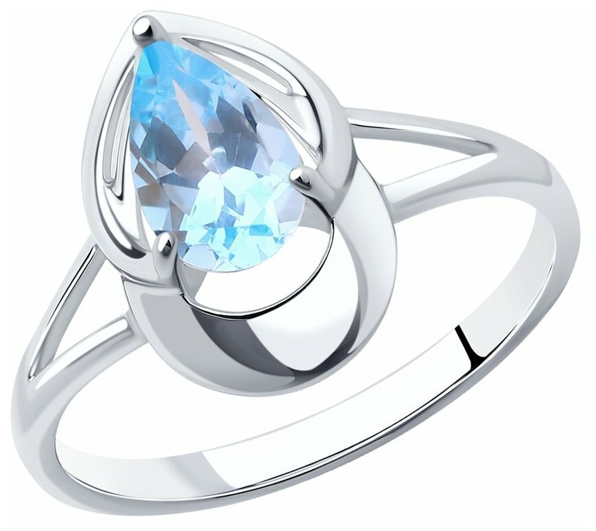 Кольцо, серебро, 925 проба, родирование, топаз