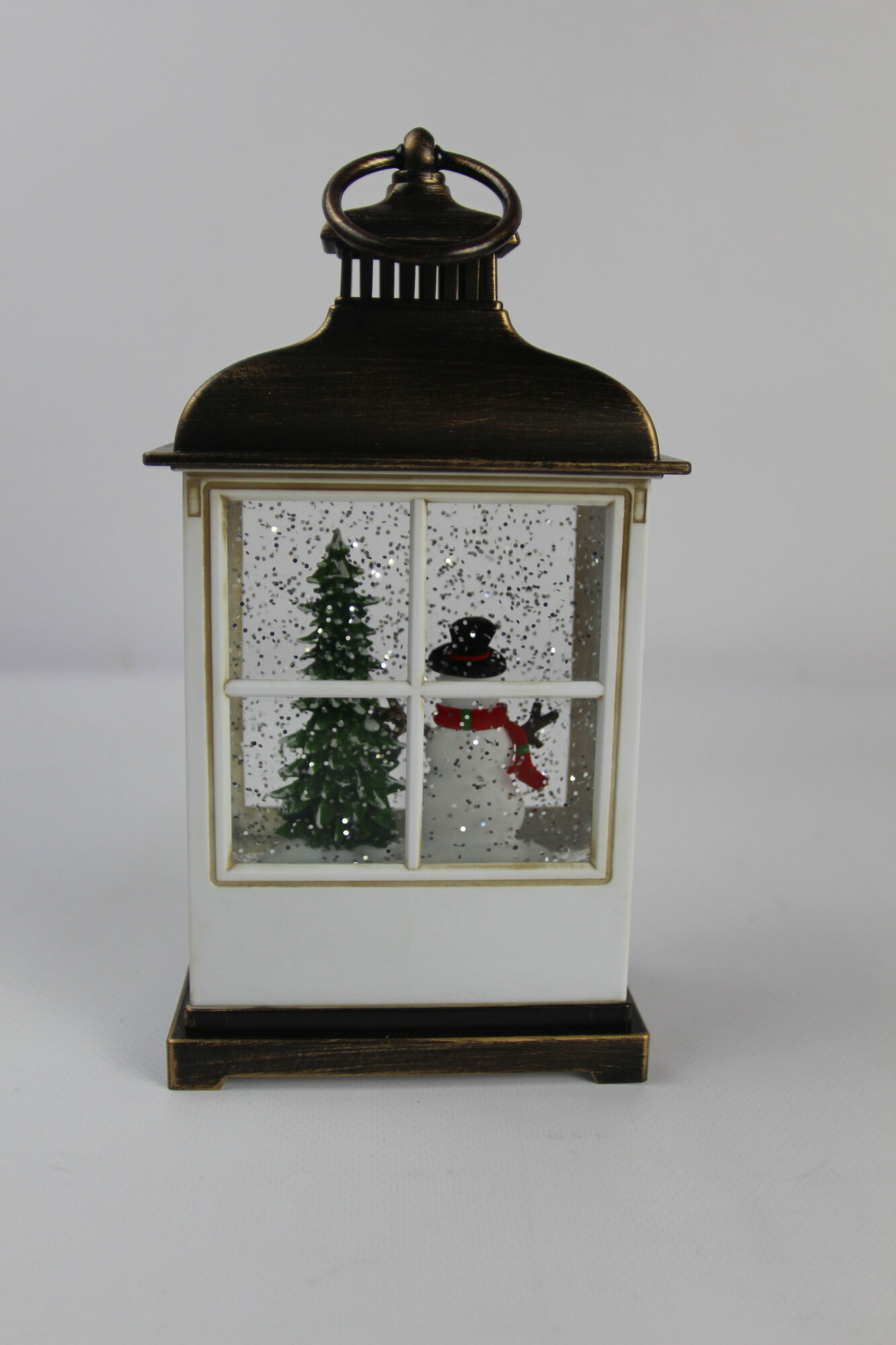 Новогодний фонарь-"Снеговик у ёлки" LED, USB, музыка, подсветка, 3*АА, 22х12x10 см