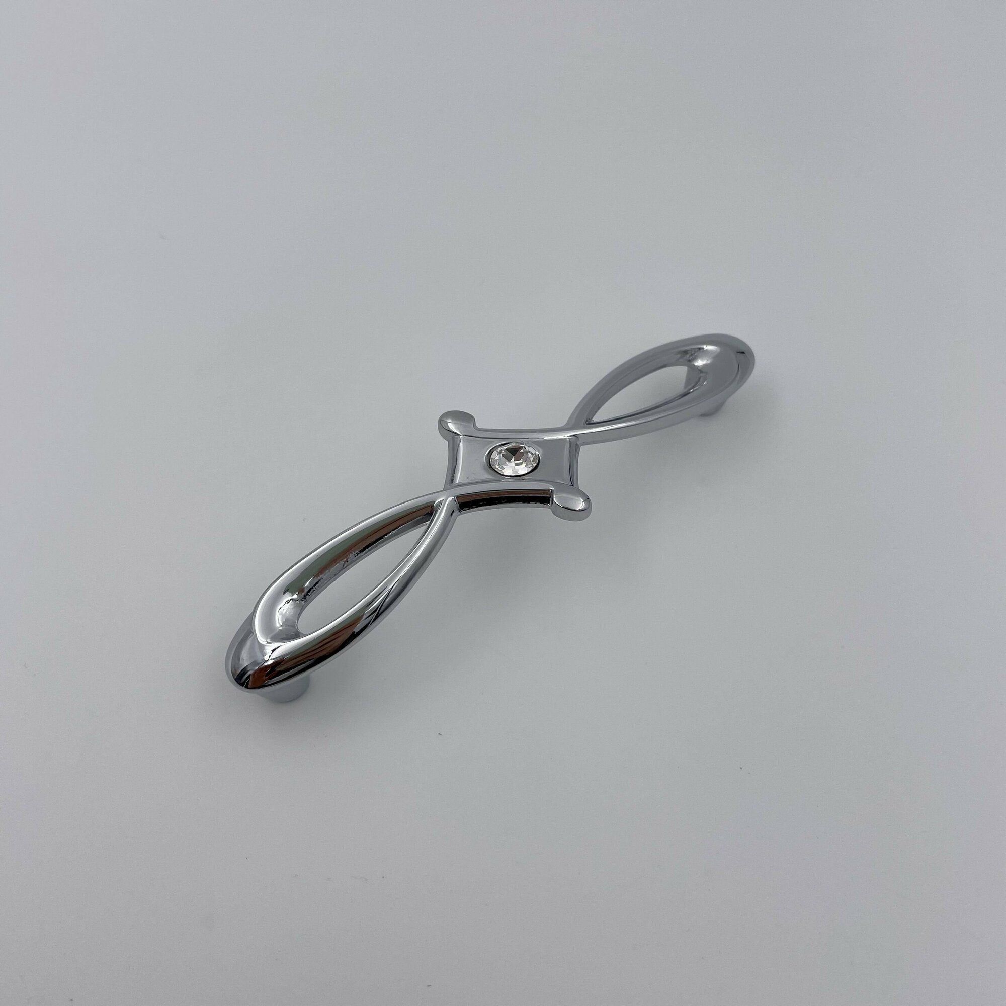 Ручка для мебели Скоба Ferretto Serie Crystal (Италия), Цвет - Хром глянец + Кристаллы Swarovski 96 мм