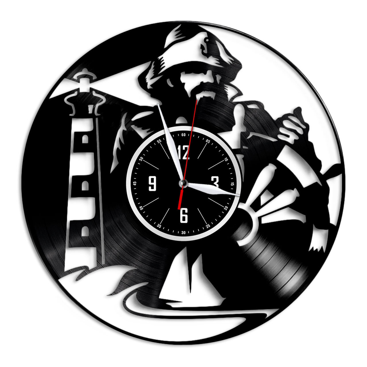 Морской волк - настенные часы из виниловой пластинки