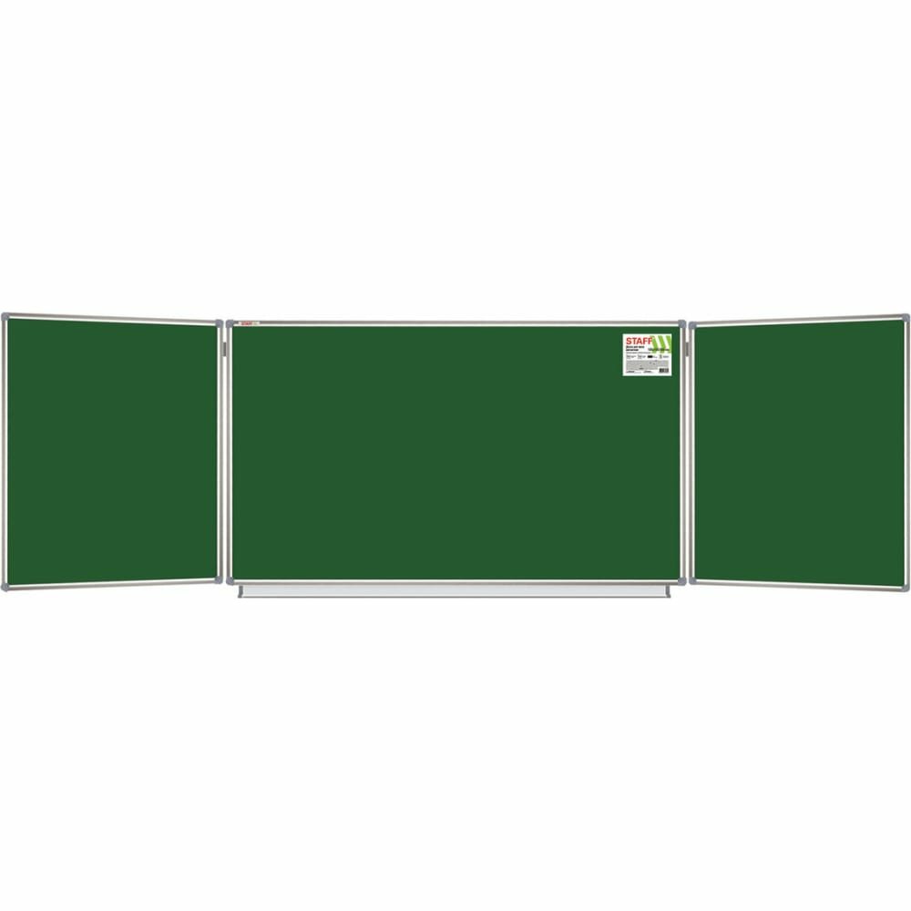 Магнитная доска для мела Staff 3-х элементная, 100x150/300 см, 5 рабочих поверхностей, зеленая 238009