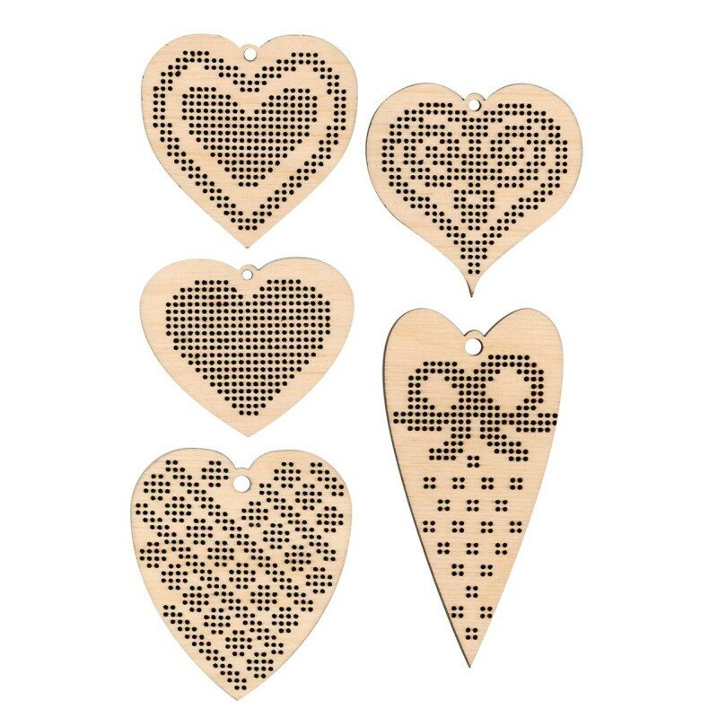 Щепка ОР-295 Сердечки, 7 х 6 см; 10 х 5 см; 5 х 6 см; 6 х 6 см; 6 х 6 см