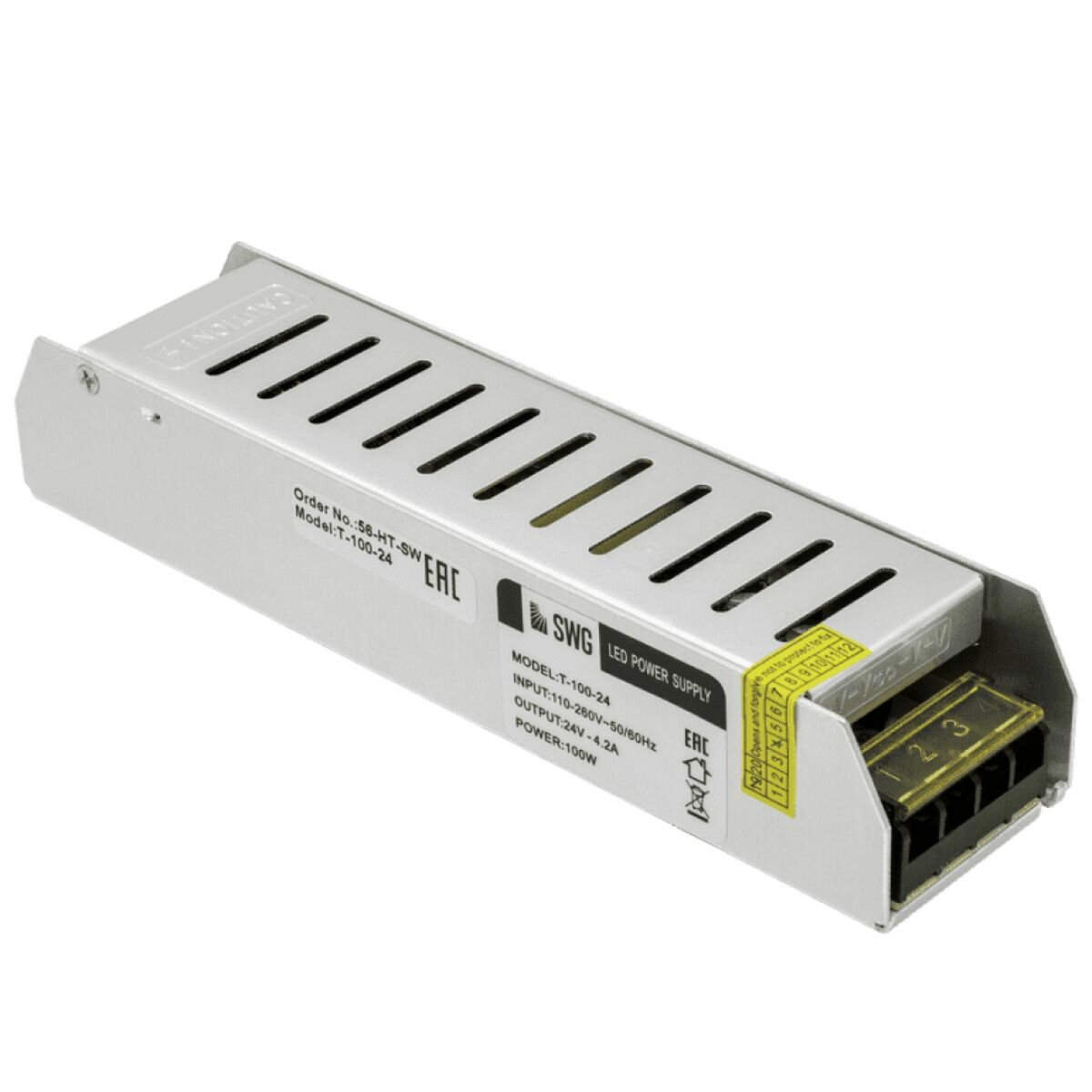 Блок питания для светодиодной ленты, преобразователь напряжения, 24V, IP20, 100W