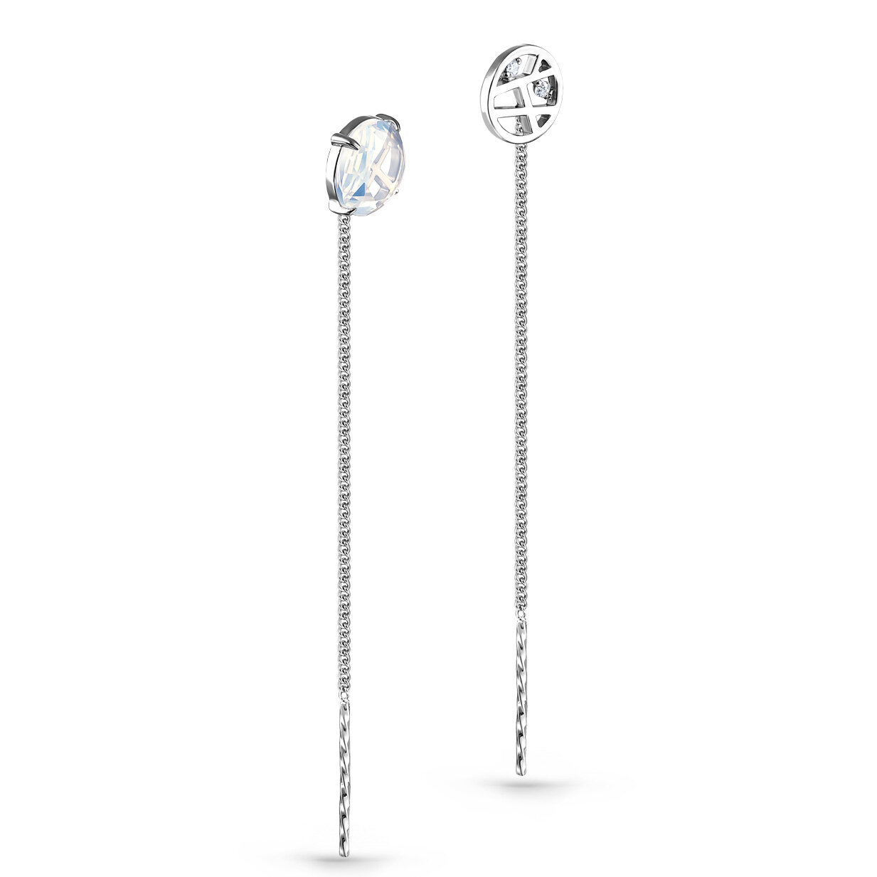 Подвеска для серег, серебро, 925 проба, фианит, алпанит