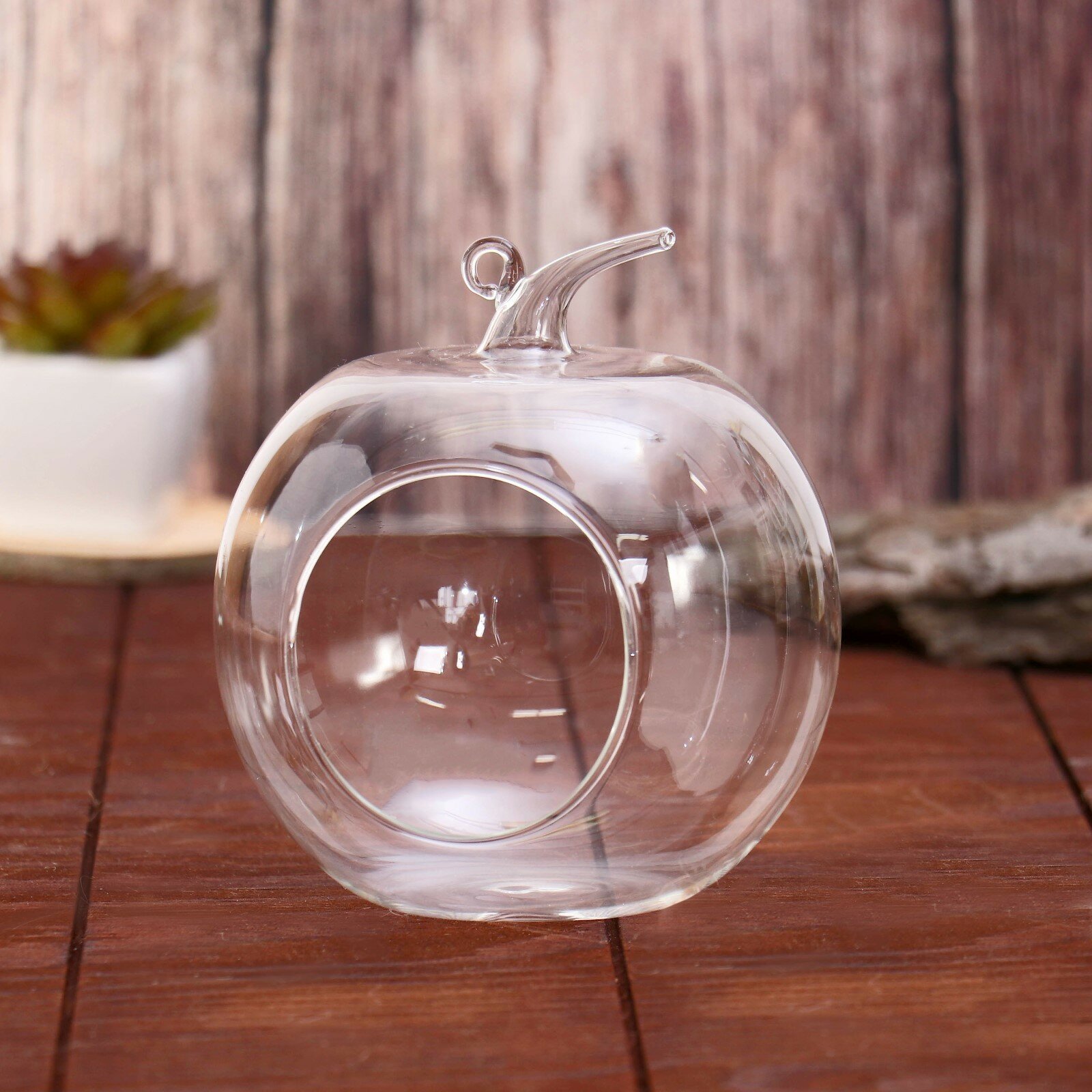 Флорариум Сима-Ленд "Яблоко", 12 см x 12см x 14см, стекло, прозрачная, без крышки