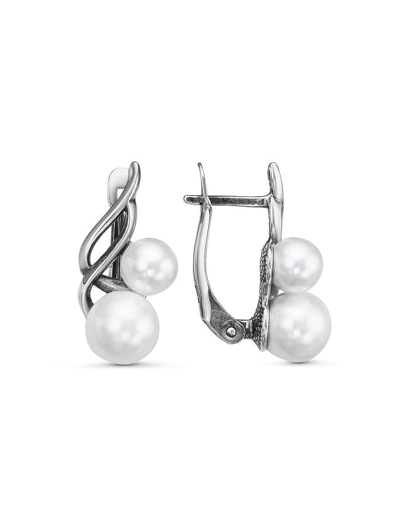 Серьги, серебро, 925 проба, чернение, жемчуг