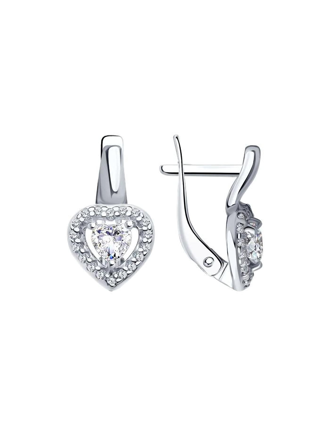 Серьги, серебро, 925 проба, родирование, кристаллы Swarovski
