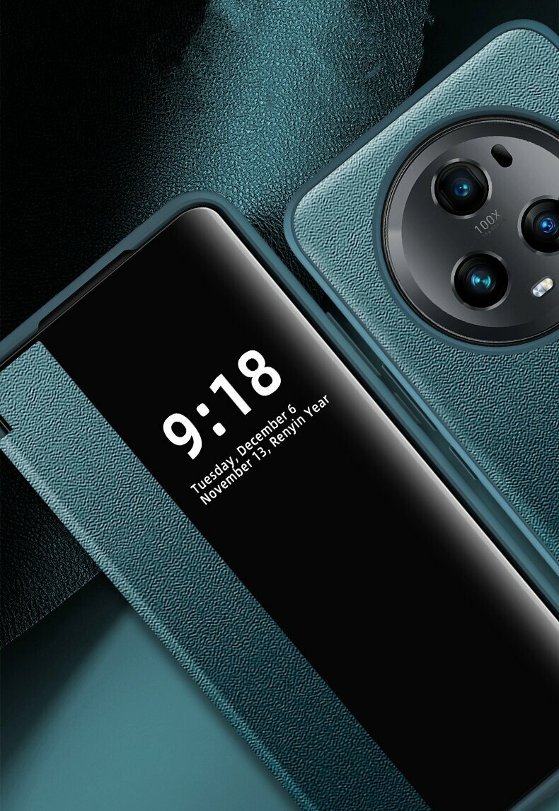 Чехол-кейс «Finestra laterale» для Honor Magic5 с боковым окном водоотталкивающий зеленый MyPads