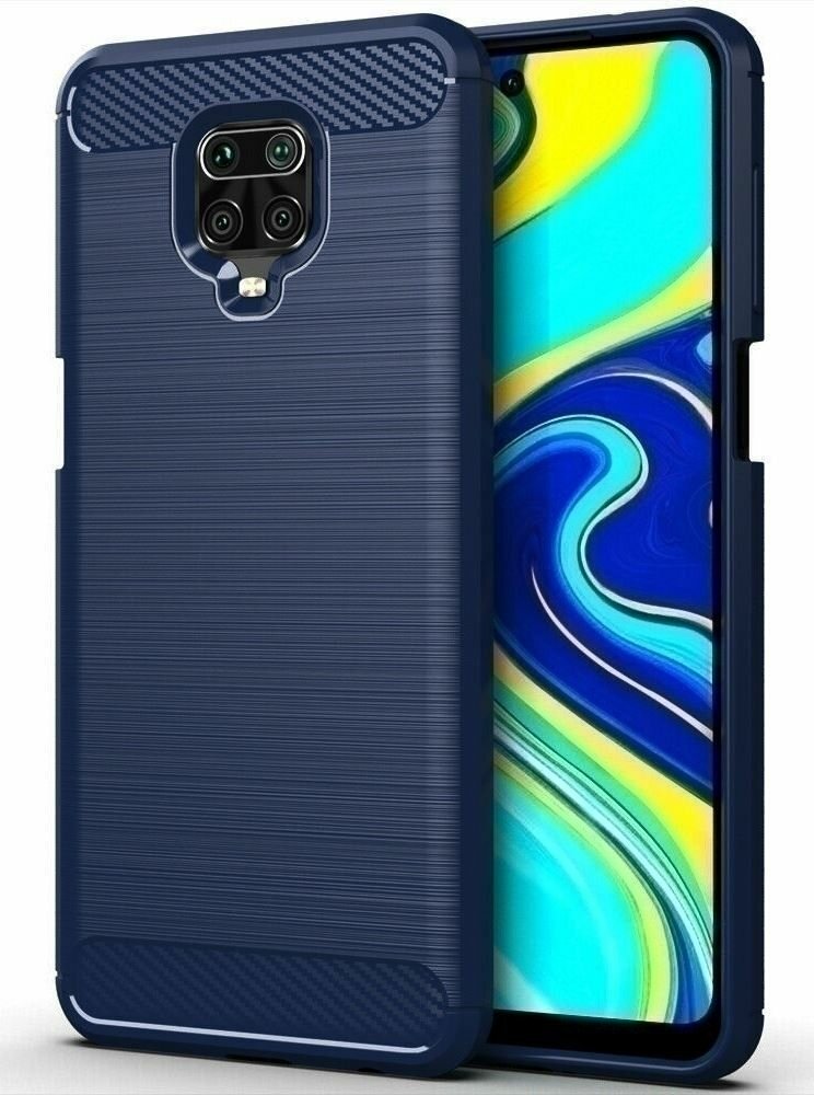Накладка силиконовая для Xiaomi Redmi Note 9 Pro / Xiaomi Redmi Note 9S карбон сталь синяя