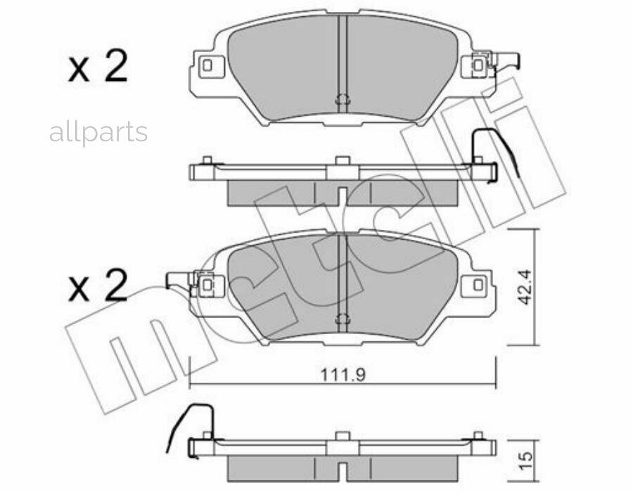 METELLI 22-1158-0 Колодки торм. диск. задн. MAZDA CX-5 I (KE GH) : 2.0 2.0 AWD 2.2 D 2.2 D 4WD 2.2 D AWD 2.5 2.5 4WD 2.