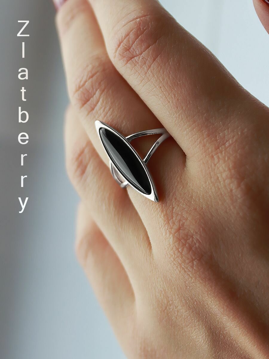 Кольцо, серебро, 925 проба, родирование, агат синтетический