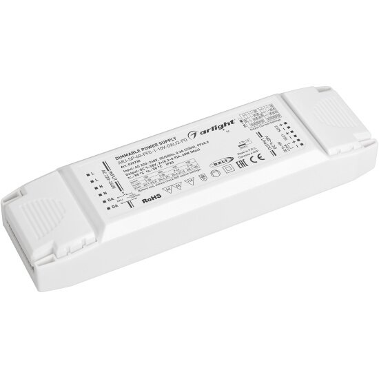 Блок питания Arlight ARJ-SP-60-PFC-1-10V-DALI2-PD (60W, 9-58V, 2x0.3-0.9A) (, IP20 Пластик, 5 лет)