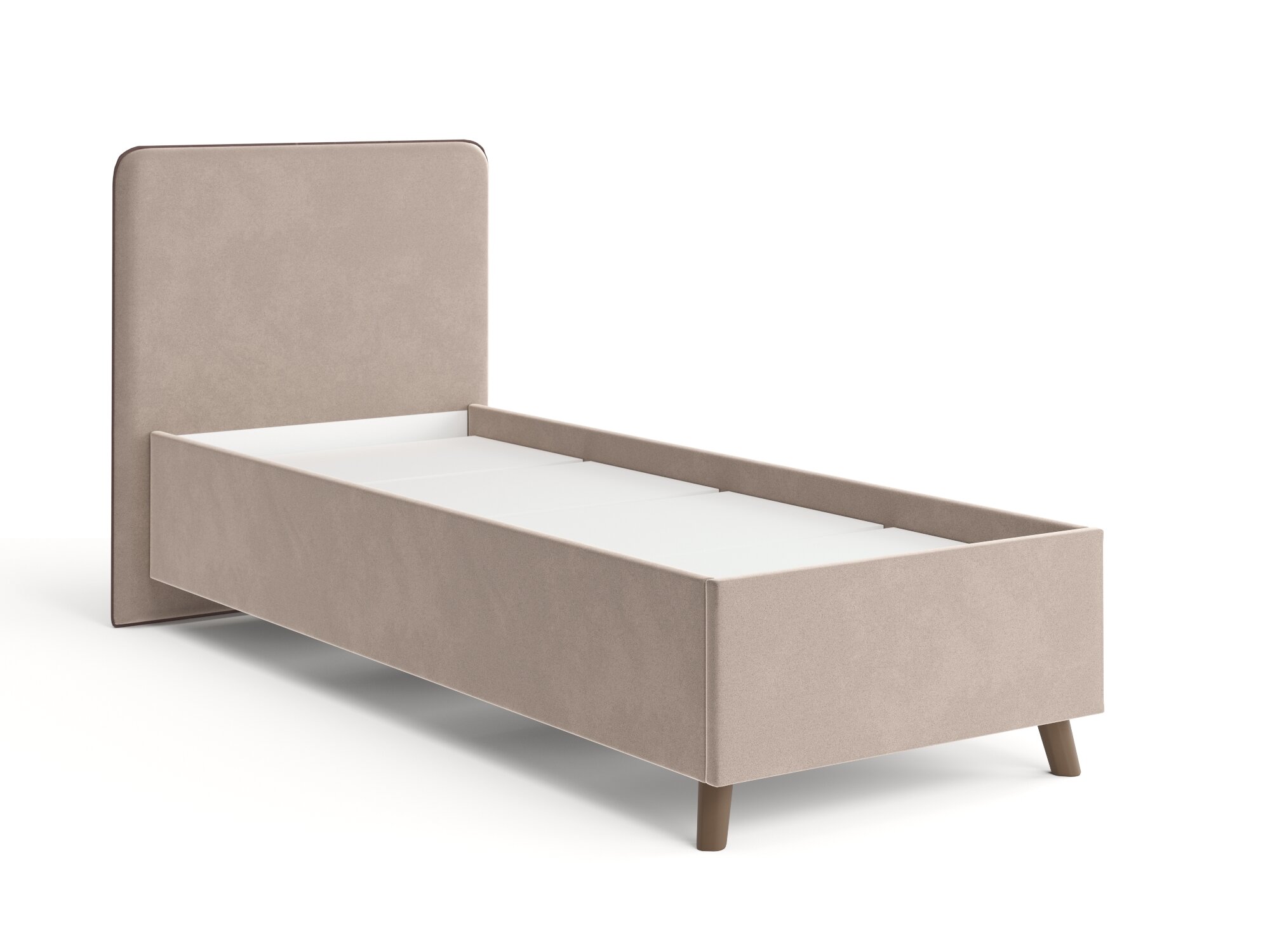 Кровать MebelVia Ванесса, 80x200х99 см, велюр, бежевая, жесткая основа