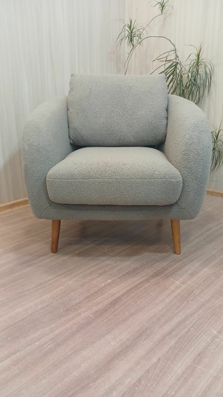 Кресло букле "Барашек" с декоративной подушкой