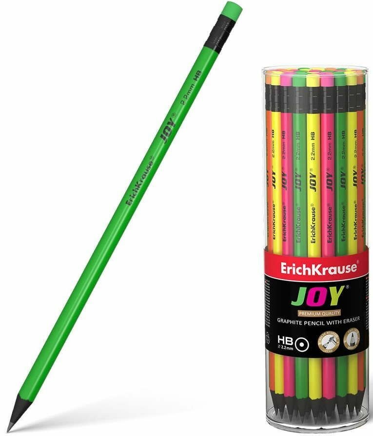 Пластиковый чернографитный круглый карандаш с ластиком. Комплект из 42 карандашей