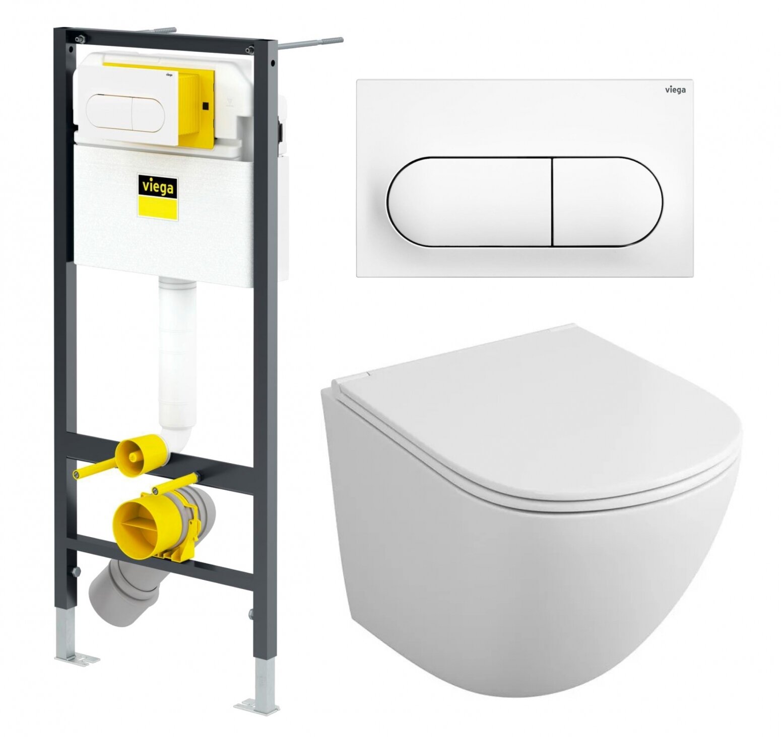 Комплект 3 в 1 инсталляция Viega Prevista 8524.11 + Унитаз подвесной Owl 1975 Cirkel-H OWLT190302 + кнопка белая