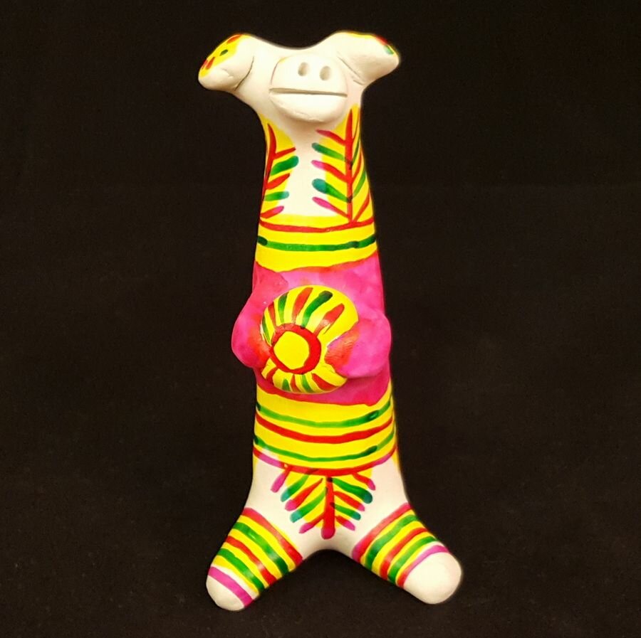 Собака, Свистулька 10-13 см.-1, Филимоновская глиняная игрушка, ручная авторская работа