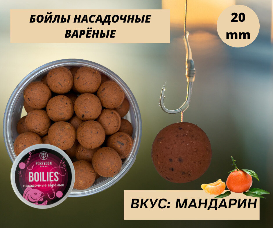 Бойлы Poseydon Group насадочные варенные "Мандарин" 20мм, 150g