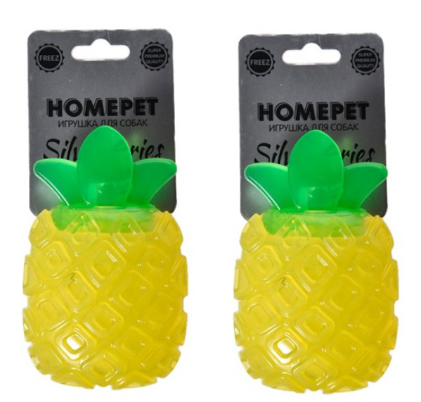 Игрушка для собак Homepet Silver Series ананас, охлаждающая, 11,4 см х 7 см х 4,5 см, 2 шт