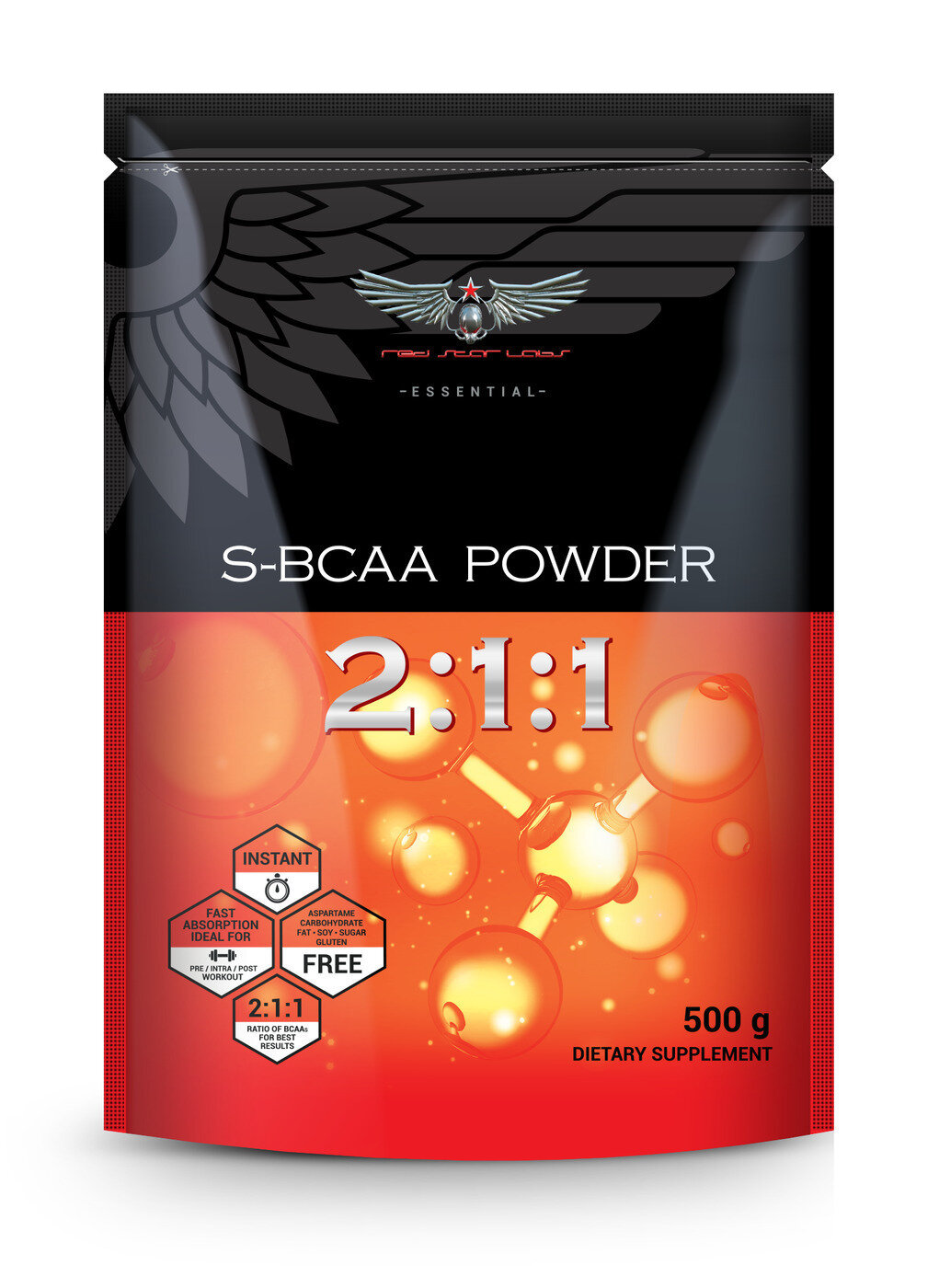 Аминокислоты S-BCAA powder 2:1:1 Red Star Labs, 500 г, вкус: апельсин