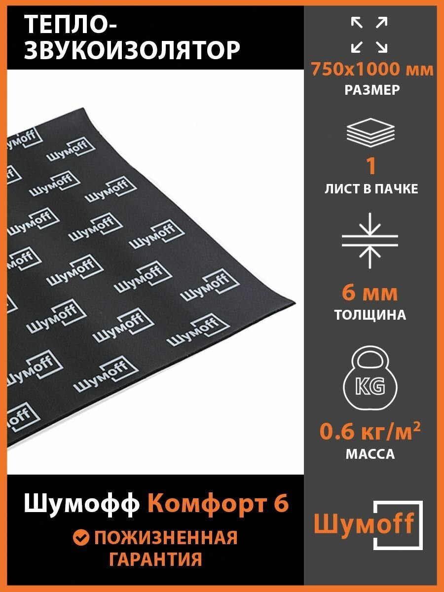Плеяда Тепло-звукоизоляция Шумофф Комфорт 6 (1 лист)
