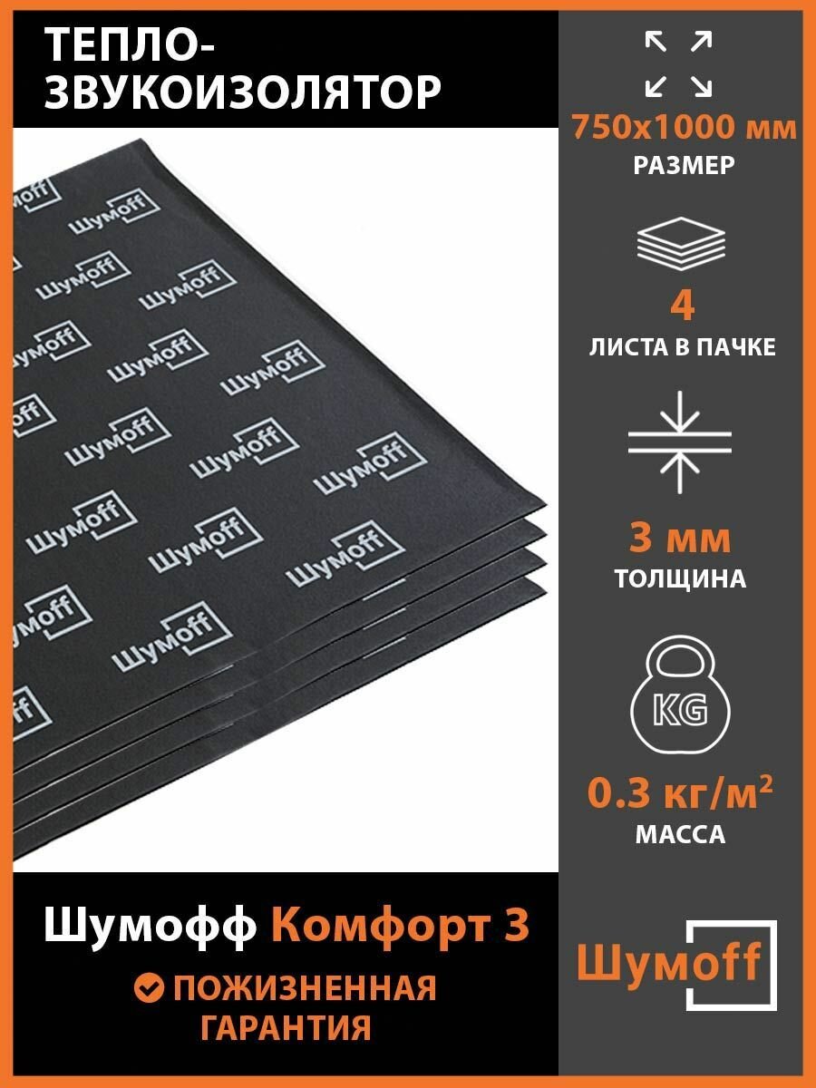 Плеяда Тепло-звукоизоляция Шумофф Комфорт 3 (4 листа)