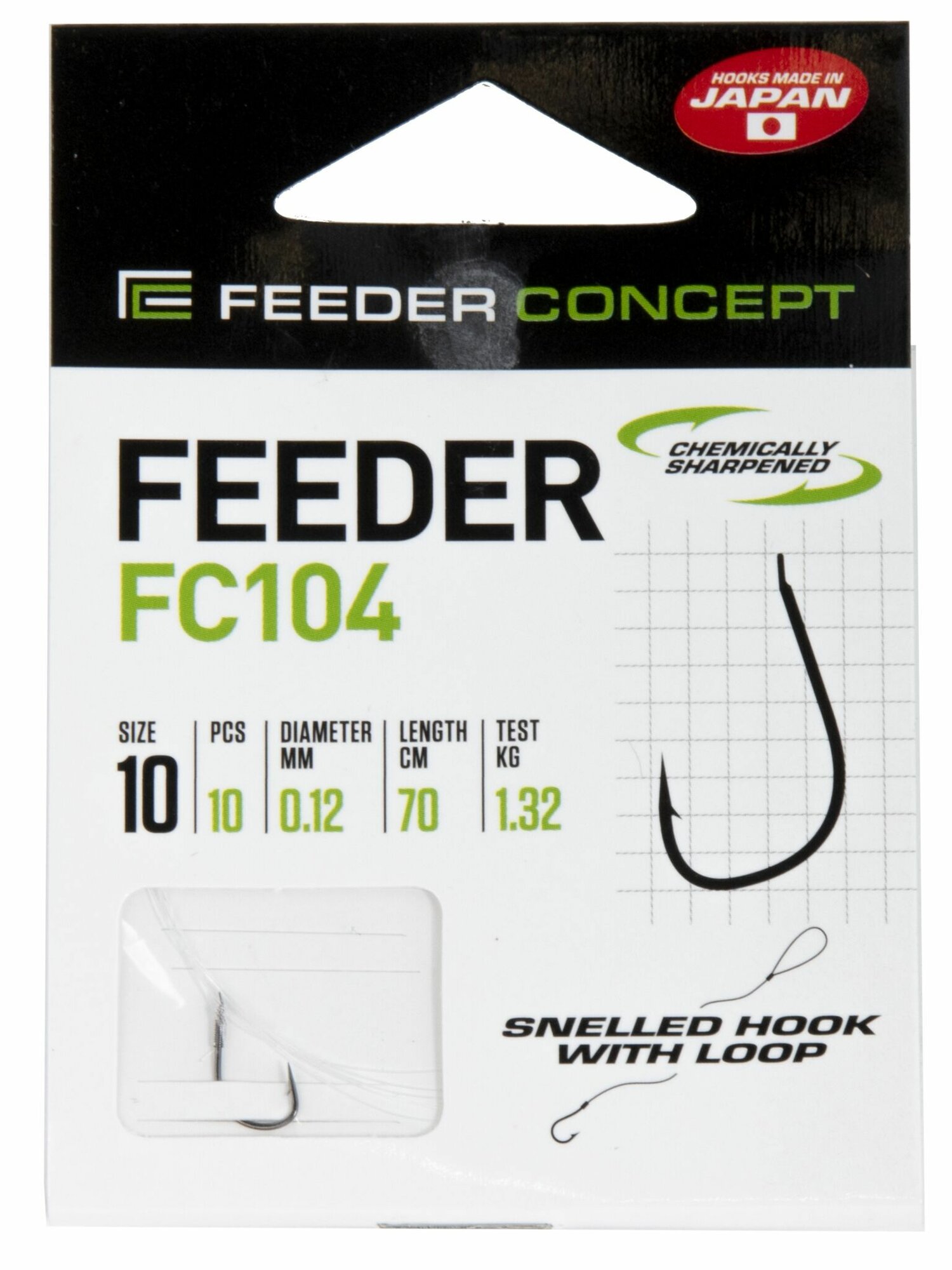 Крючки с поводком FC FEEDER сер. FC104 70см, разм.10, 0,12мм 10шт.