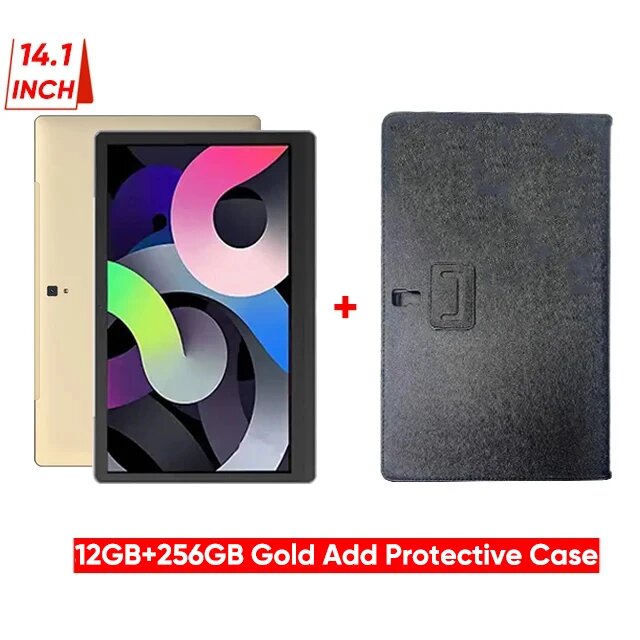YUSUNOUL 14,1-дюймовый планшет 12+256 ГБ Золотой, Gold Add Case