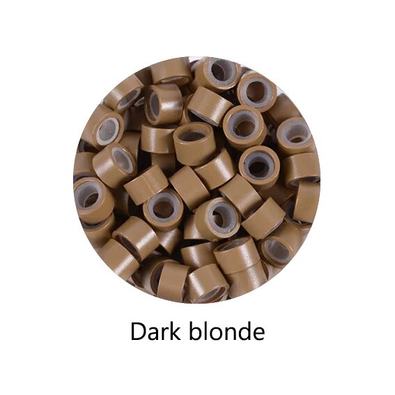 Кольца для наращивания волос WASIG, 100 шт, силиконовые, 5 мм Dark blonde