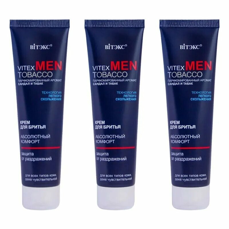 Крем для бритья Vitex Men Tobacco, для всех типов кожи, 100 мл, 3 шт.