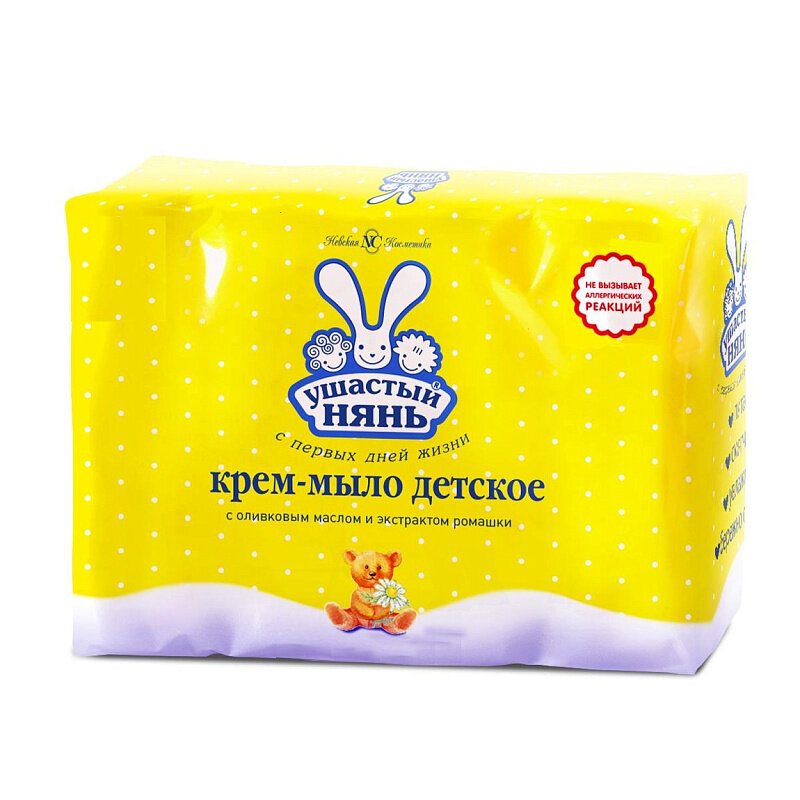 Крем-мыло детское Ушастый нянь, с оливковым маслом и экстрактом ромашки, 4х100г