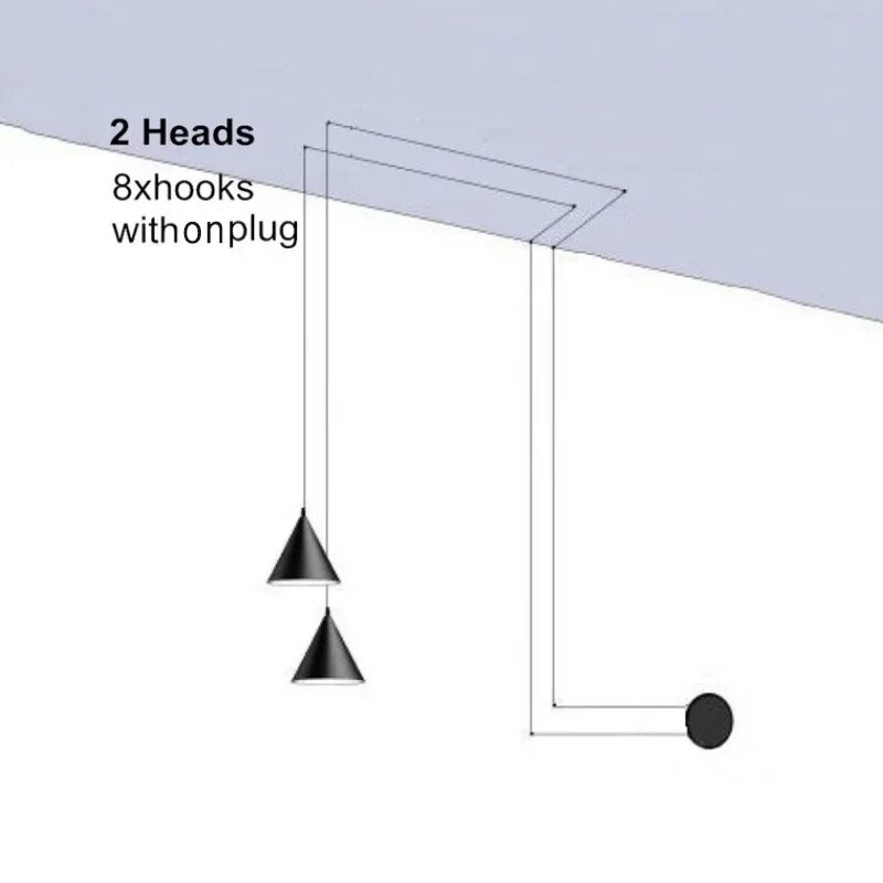Современные подвесные светы, винтажные подвесные лампы для гостиной, столовой, спальни, ночного столика, декорации дома, подвесной свет, внутреннее освещение — 2-хголовый без розетки 4м