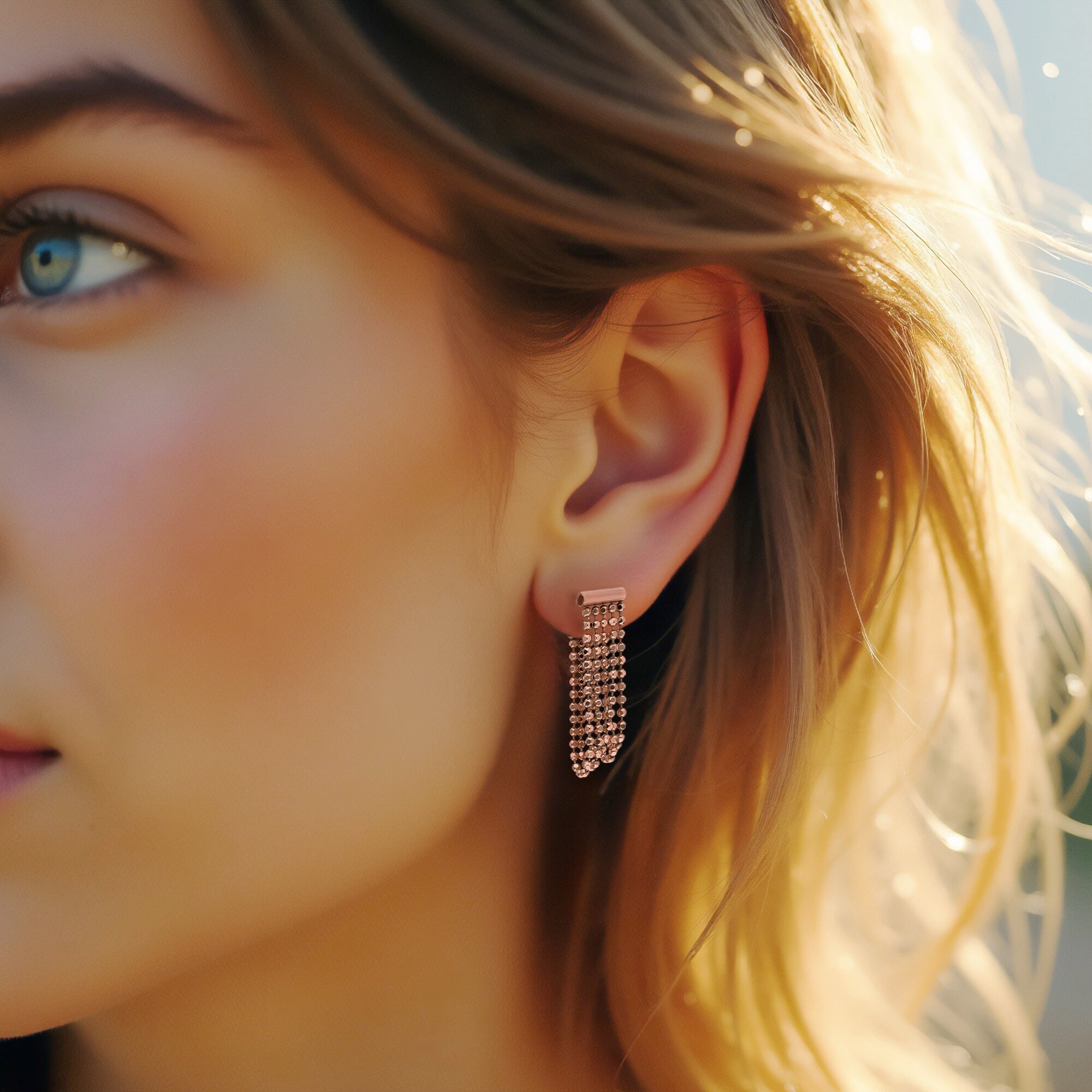 Серьги пусеты ZOLOTO.GOLD, красное золото, 585 проба, длина 3 см, , красный — фото 1