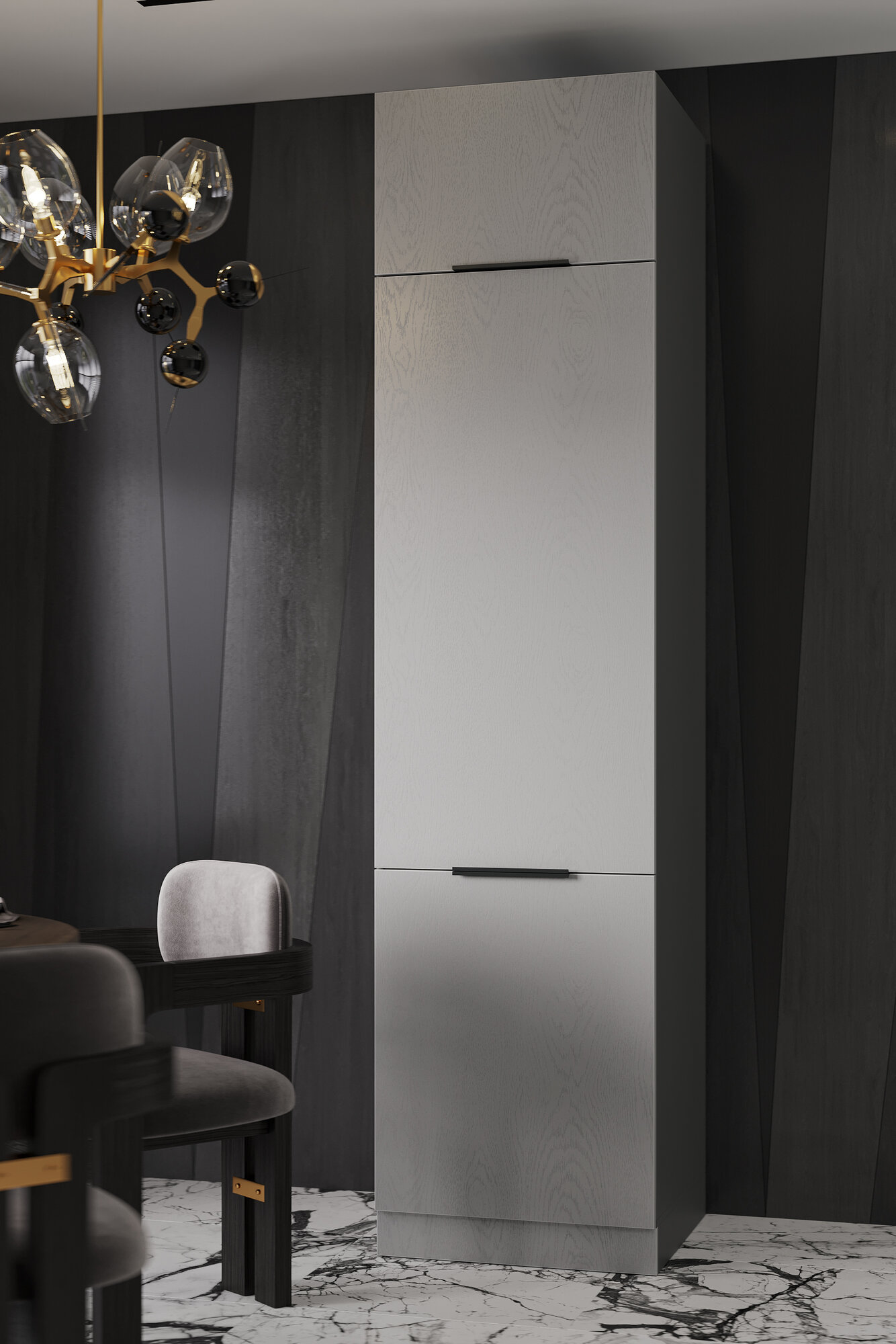 Пенал для хранения "Плаза" 0,6 м, цвет серый песочный, МДФ фасады в эмали с технологией Экошпон