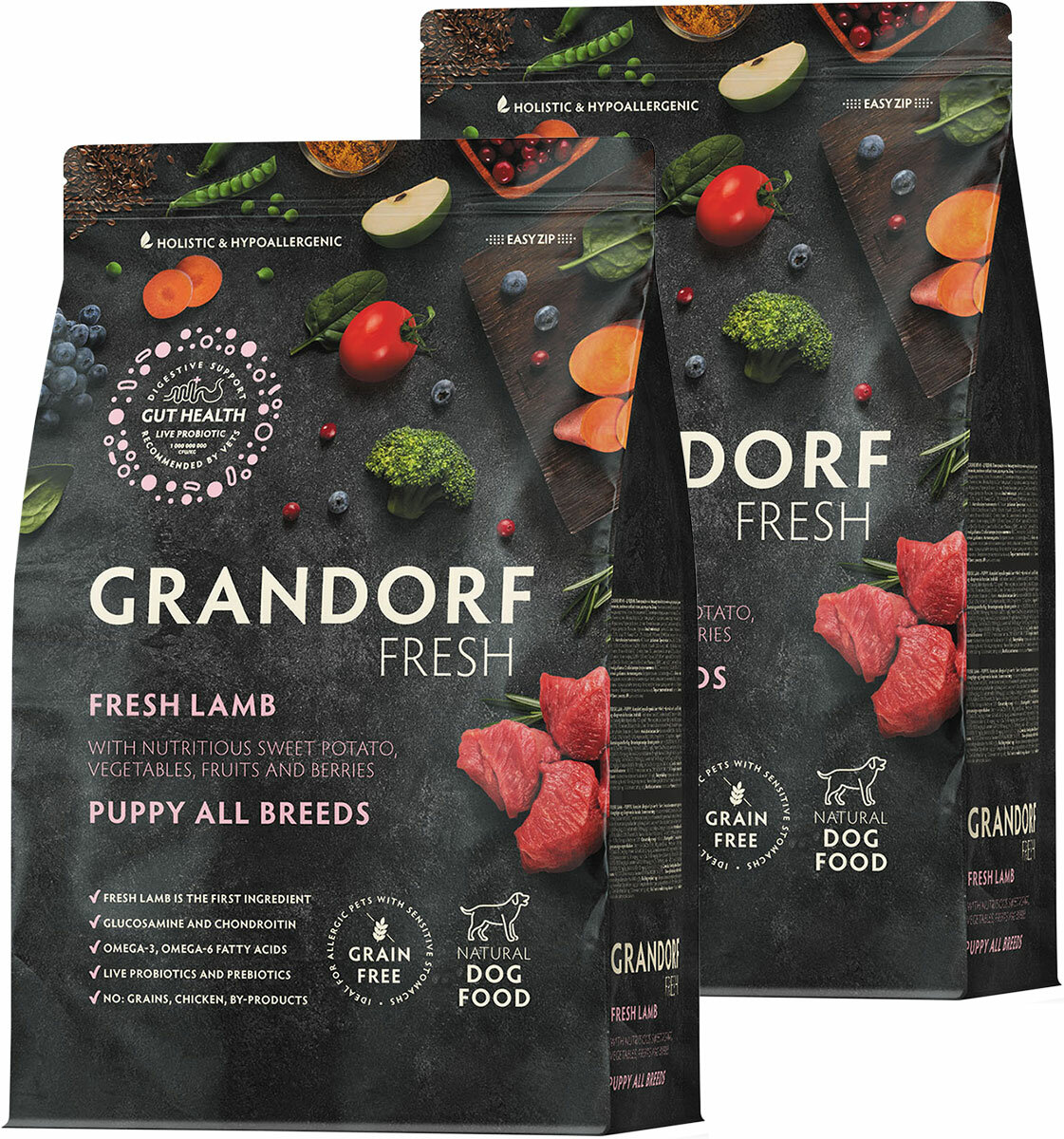 Корм сухой Grandorf Fresh Gf Puppy All Breeds Lamb&Sweet Potato беззерновой для щенков, с ягненком и бататом, 3 кг х 2 шт