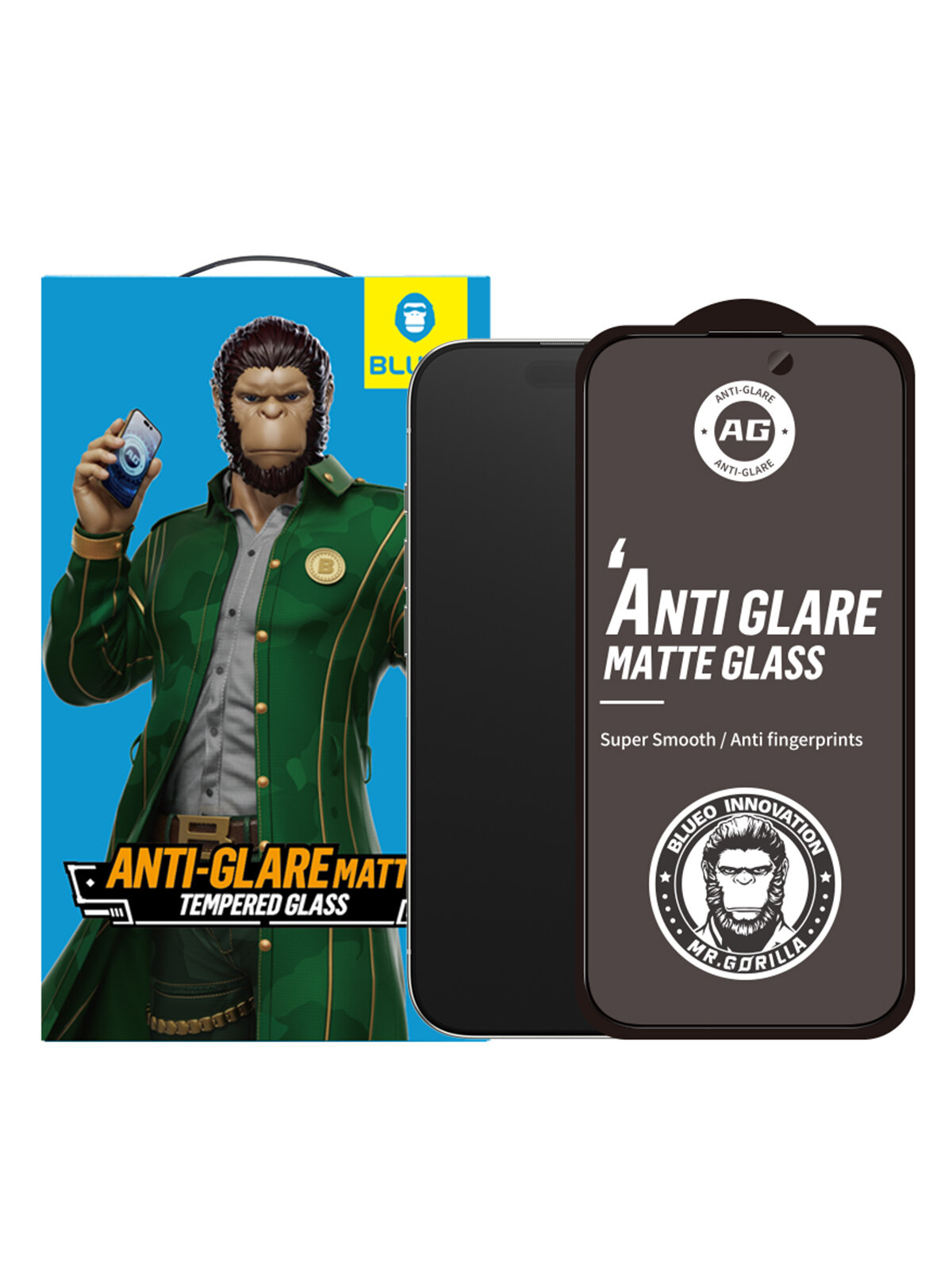 BlueO стекло для iPhone 16 Pro, Anti-glare Matte Anti-Static Black (матовое)