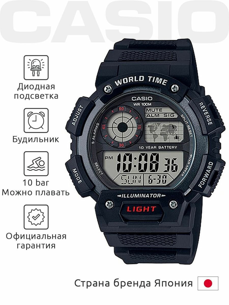 Наручные часы CASIO, серый, красный, черный