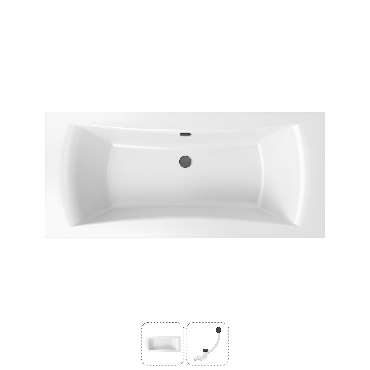 Акриловая ванна 200x90 Lavinia Boho Evan 202010835 в наборе 2 в 1: прямоугольная ванна 200 x 90 см, слив-перелив