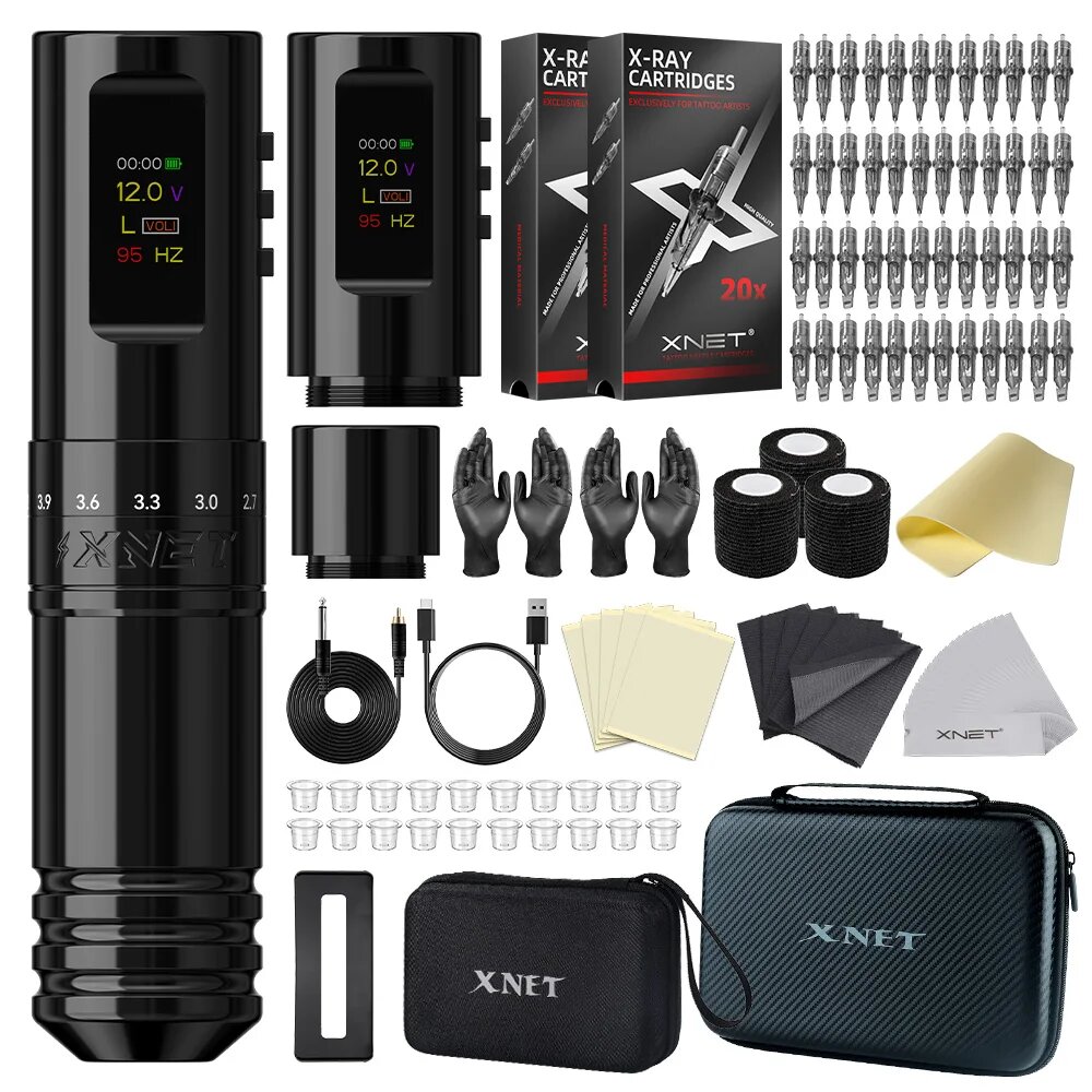 Беспроводная тату-машина XNET Void, космический алюминий, регулируемый ход Dual battery kit