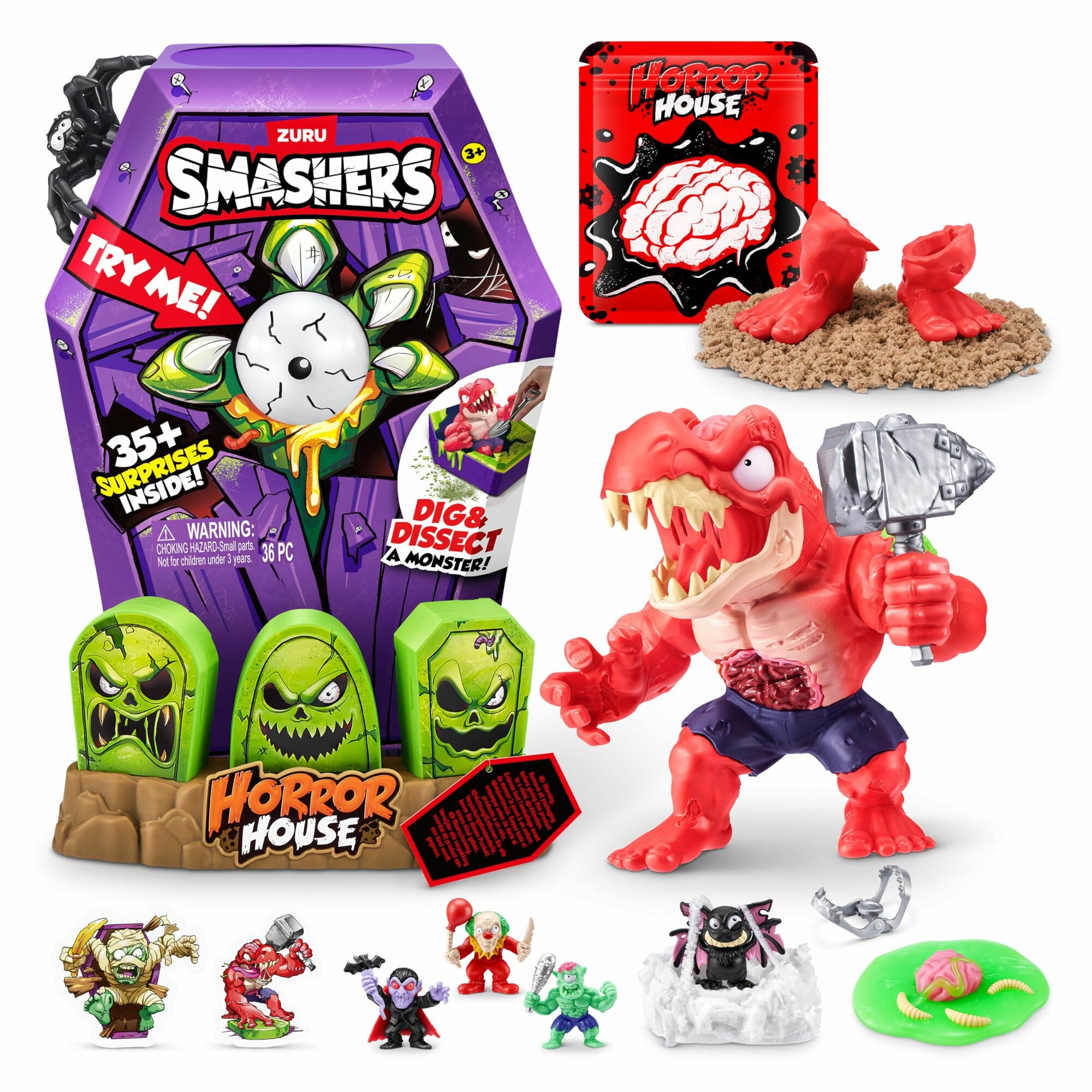 ZURU SMASHERS Mega Horror House Series фигурная игрушка, Будет светиться и звучать, внутри более 35 сюрпризов, Подходит для детей старше 3 лет