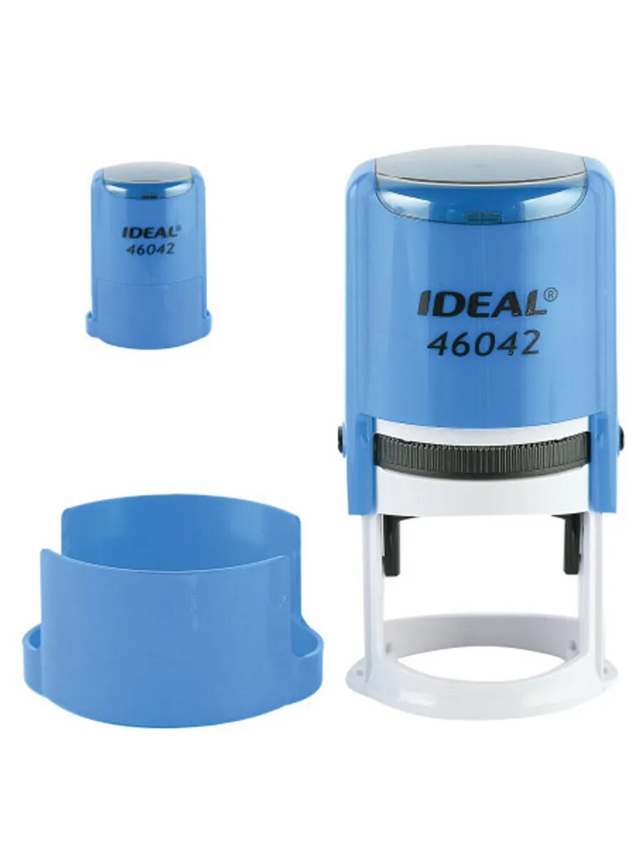 Оснастка для печати круглая 42 мм синяя с крышкой