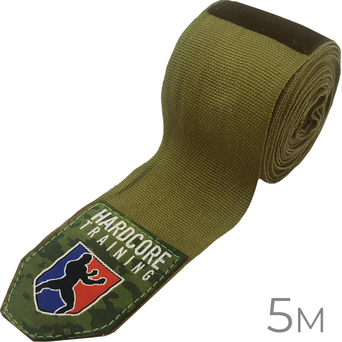 Боксерские бинты "Superior" Olive, HARDCORE TRAINING, хлопок, длина 5 м
