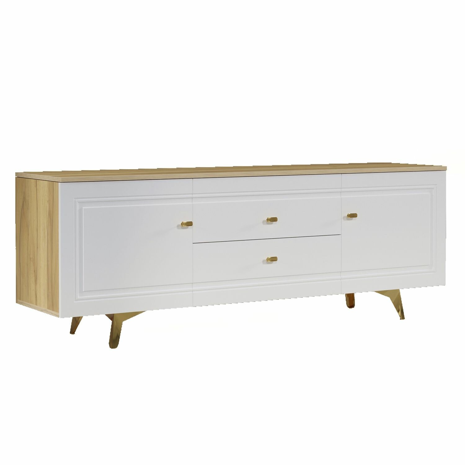 Вега сапфир Тумба под ТВ 1700 Дуб золотистый, Глянец белый (Кураж)